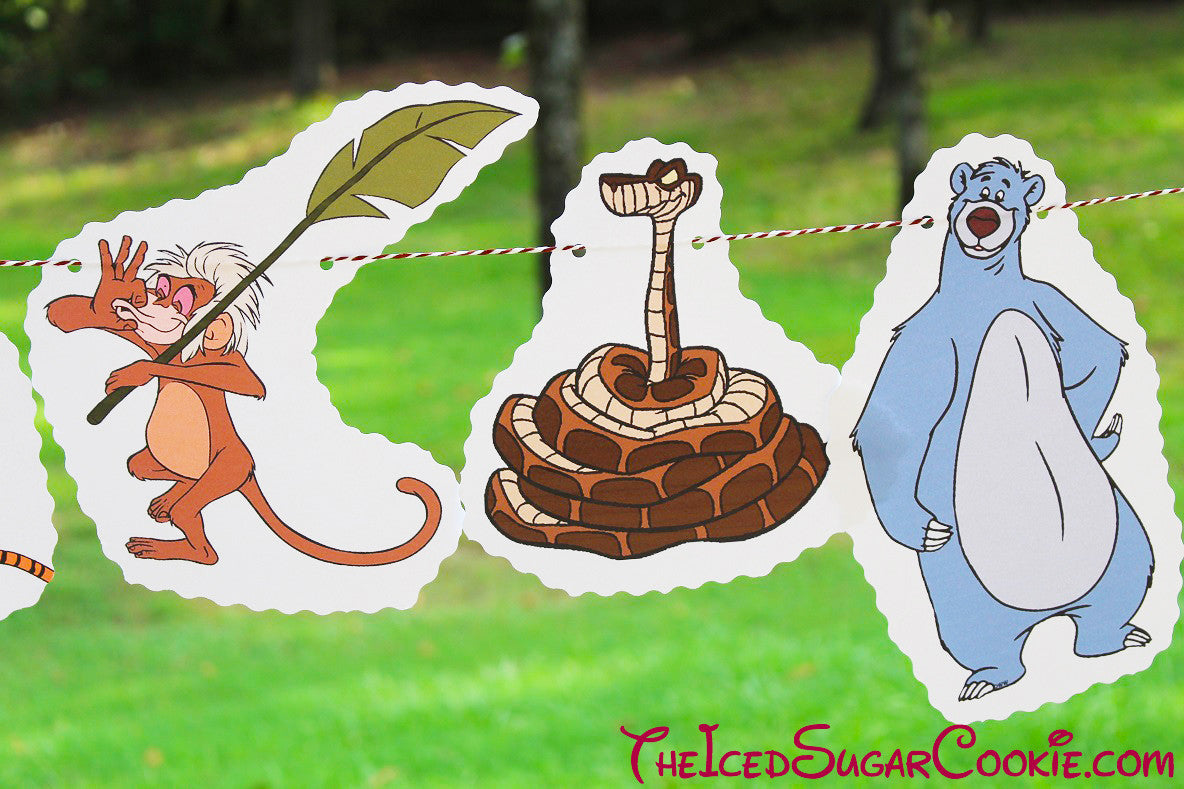 DIY Jungle Book Birthday Party Flag Hanging Banner Ideas-DIY Birthday ...